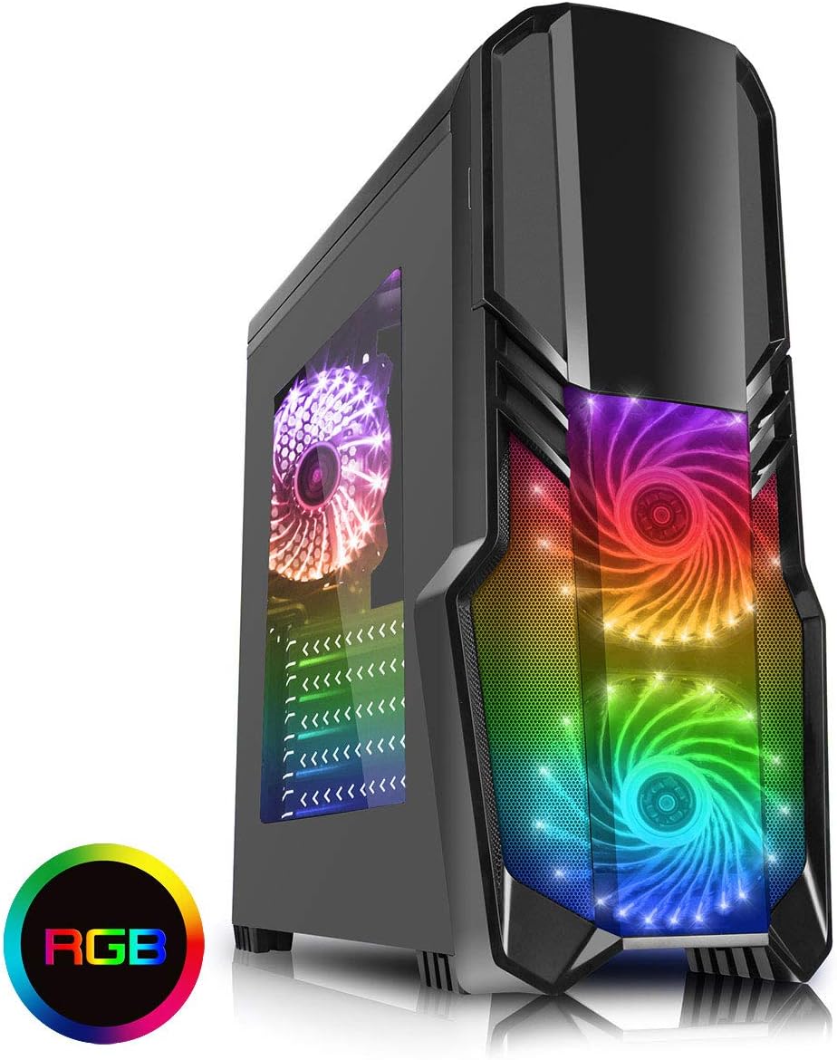 Boîtier de Gamer CiT G Force avec Ventilateur Avant 15 LED Bleus Fan_p ...