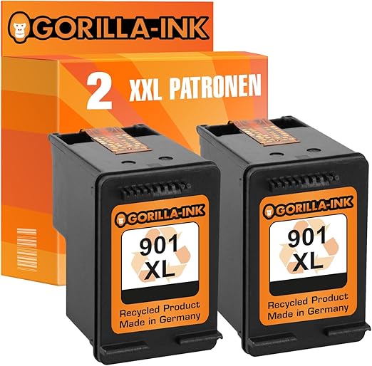 Gorilla-Ink 2 Druckerpatronen XXL remanufactured für HP 901 XL Black ...