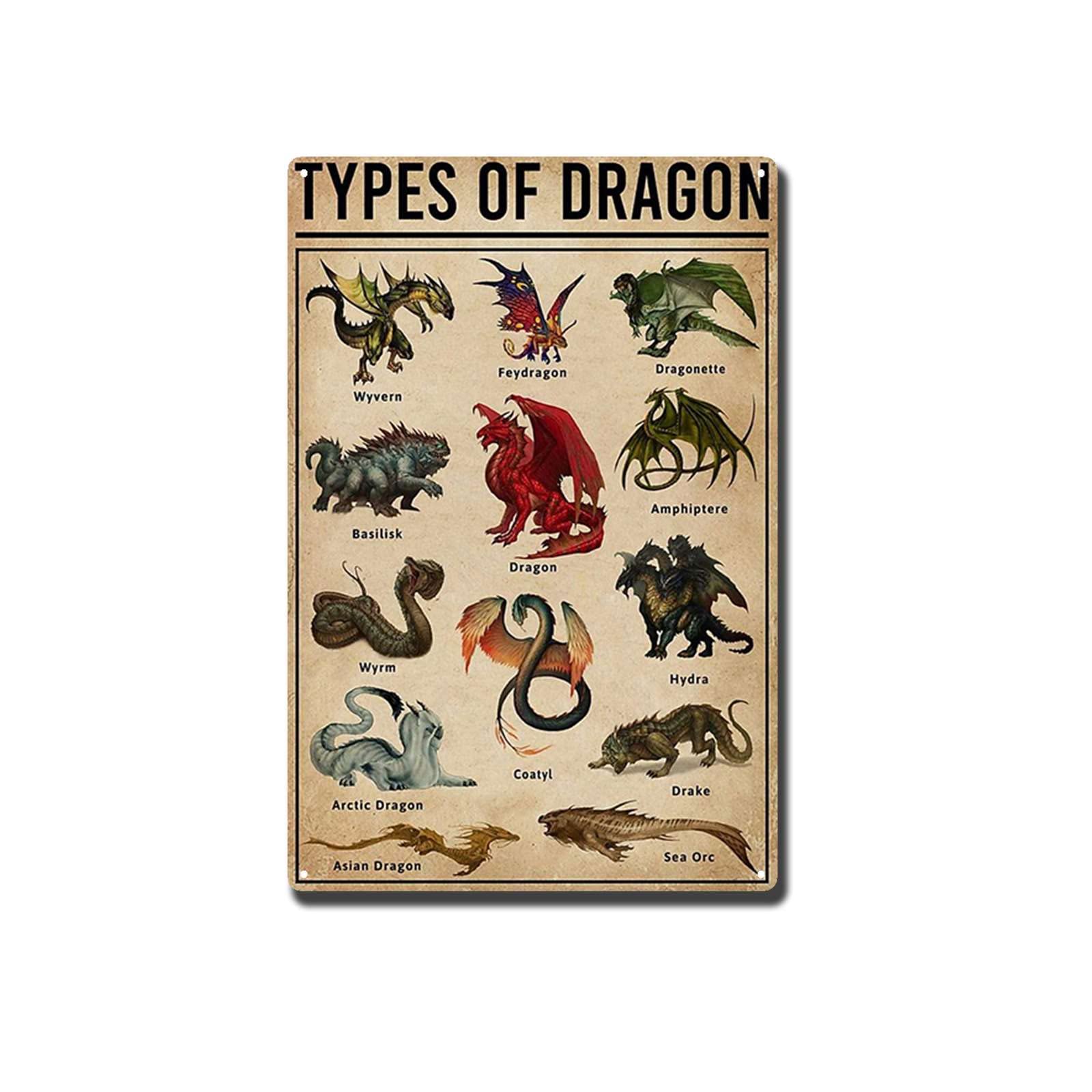 Mua TSEZLOJH Tin Metal Signs Types of Dragon Poster Dragon Knowledge ...