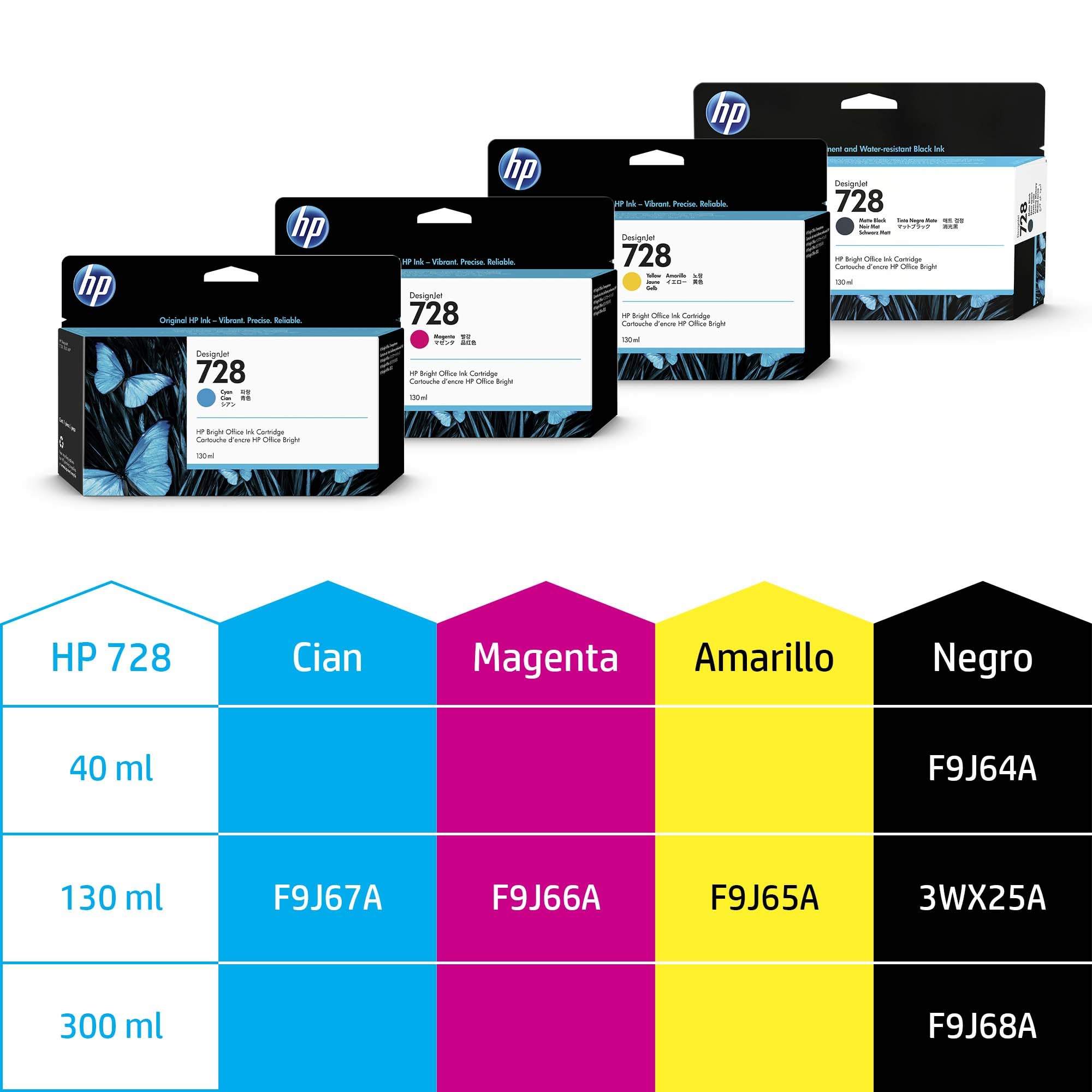 HP 728 Cyan 130-ml Genuine Ink Cartridge (F9J67A) For DesignJet T830 ...