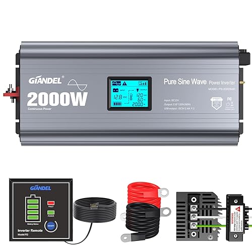 GIANDEL 2000W Pure Sine Wave Power Inverter FCC Approved Low EMI DC 12V ...