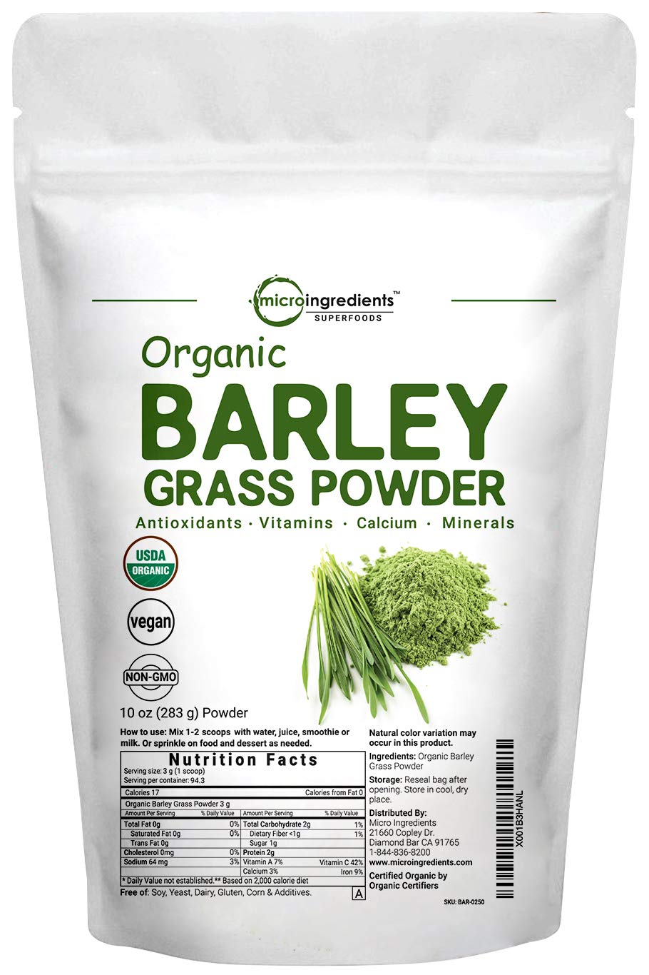 Sustainably US Grown, Organic Barley Grass Powder, 10 Ounce, Rich in ...