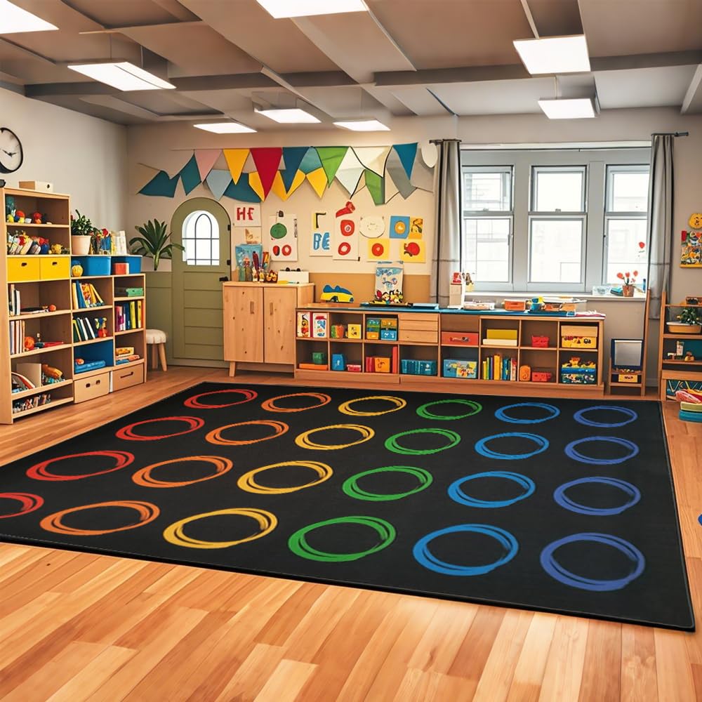 MAISONRINA Classroom Rugs Elementary with Colorful Circle, Large ...