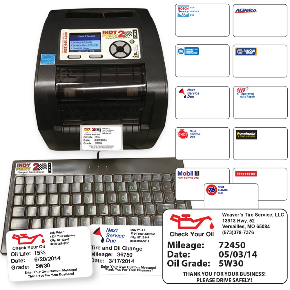 Oil Change Reminder Printer - System Kit w/ 1000 Stickers + Ink Ribbon ...