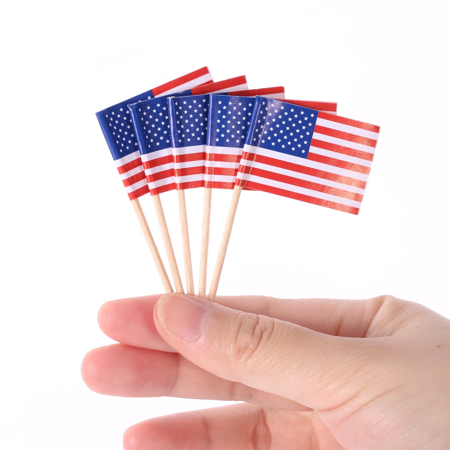 TecUnite 200 Pack American Flag Picks Toothpicks Cocktail Sticks ...