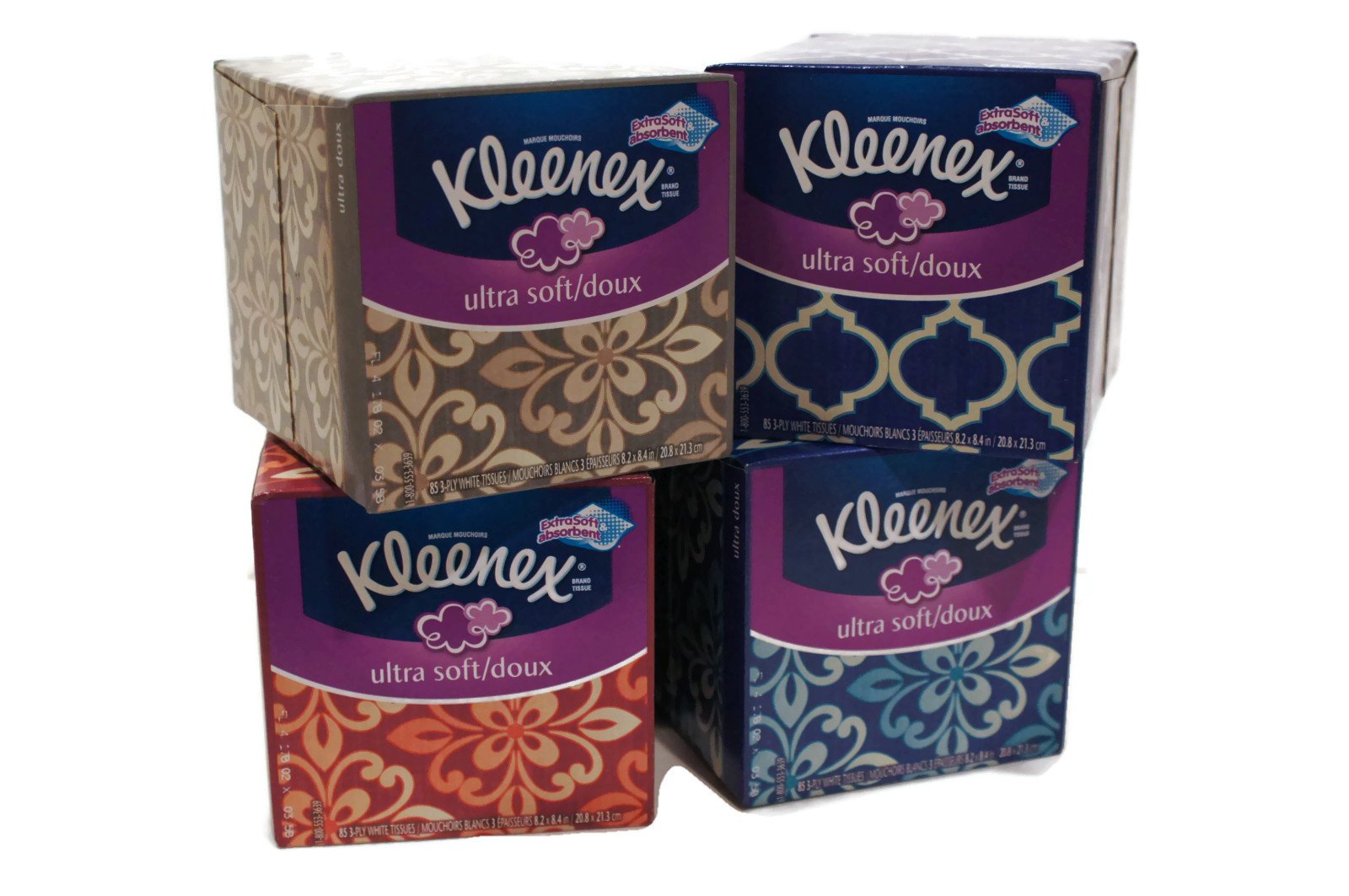 Kleenex Ultra Soft Facial Tissues 85 Count 3-ply,Assortment Color (PACK ...