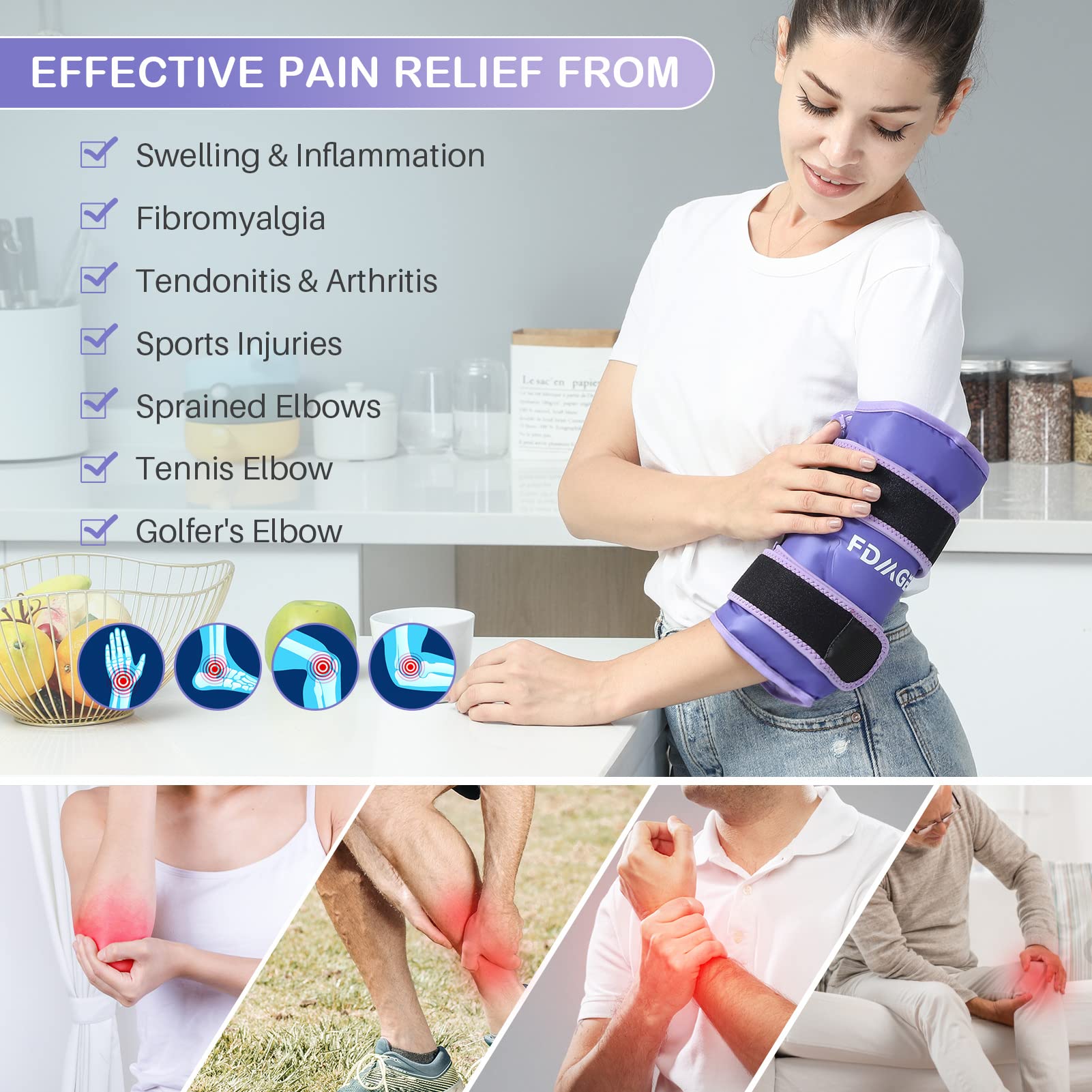 Mua FDMGEL Elbow Ice Pack for Injuries Resuable, Flexible Hot & Cold ...
