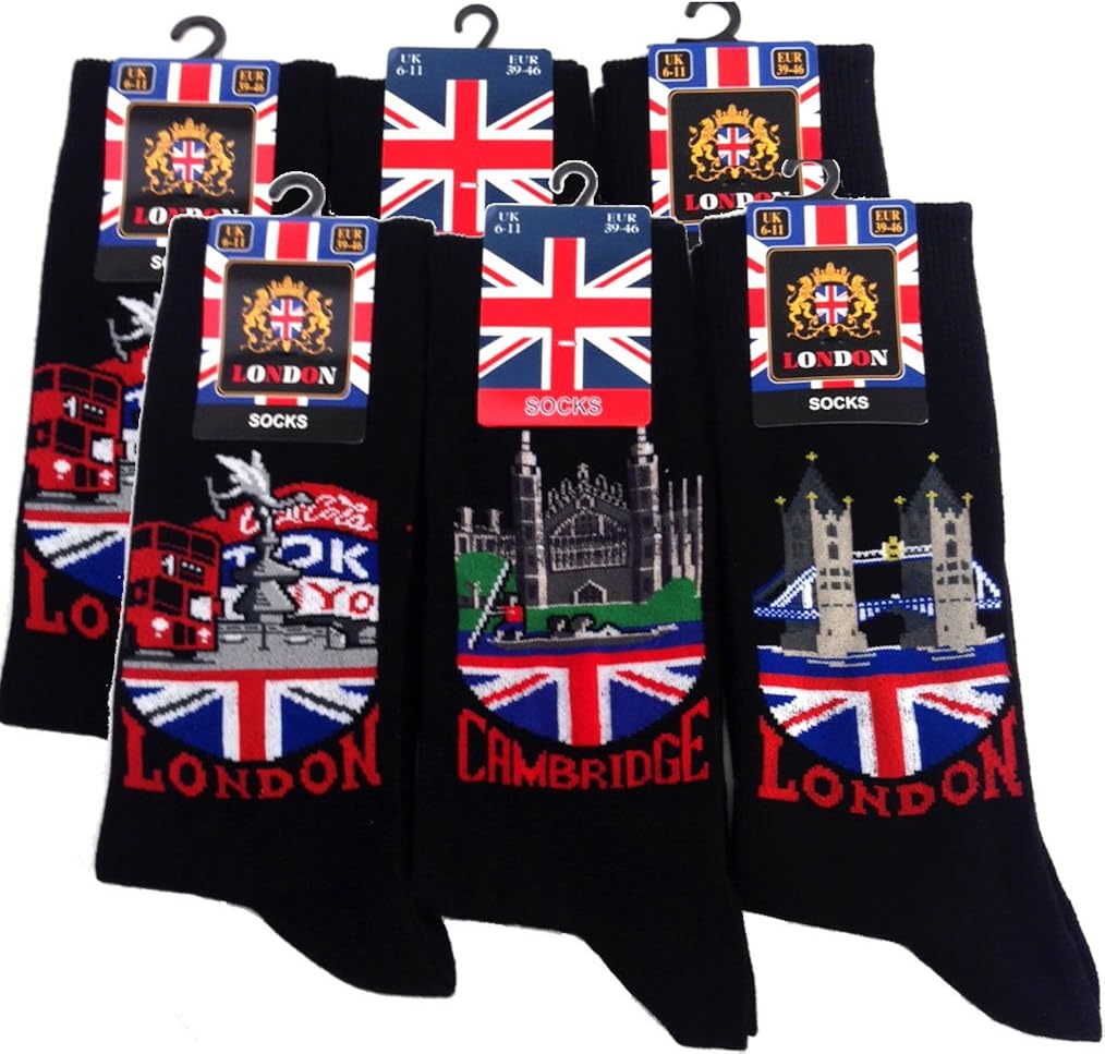 6 Pairs London Souvenir Mens Socks, Novelty Socks, 3 different design ...