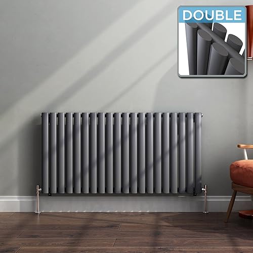 iBathUK 600 x 1200 mm Anthracite Column Designer Radiator Horizontal ...