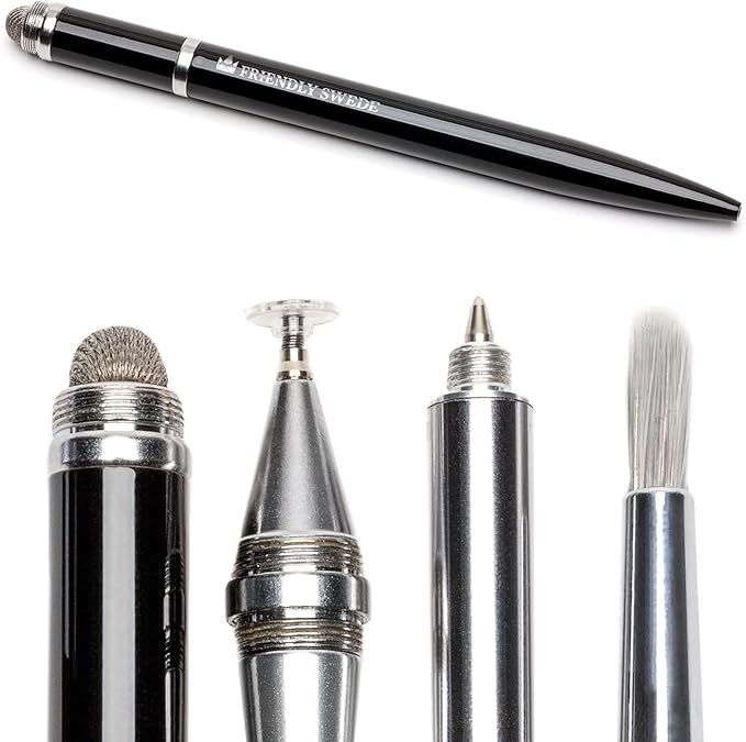 The Friendly Swede 4-in-1 Stylus Pen with Replaceable Brush ...