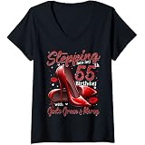 Amazon.com: High Heels Stepping Into My 55th Birthday 55 and Fabulous T ...
