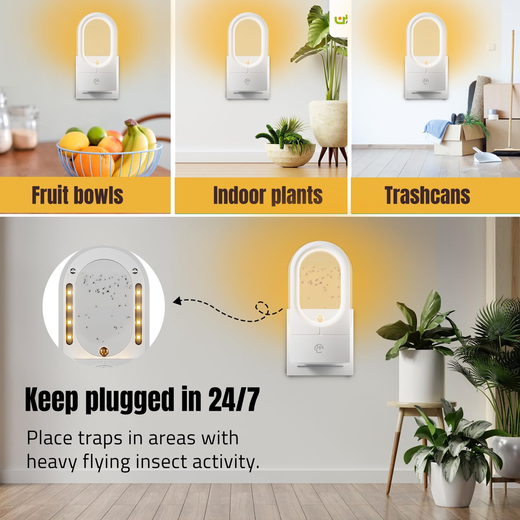 Mua ULTRABOT Indoor Flying Insect Trap, 2 Pack Gnat Glue Traps Plug-in ...