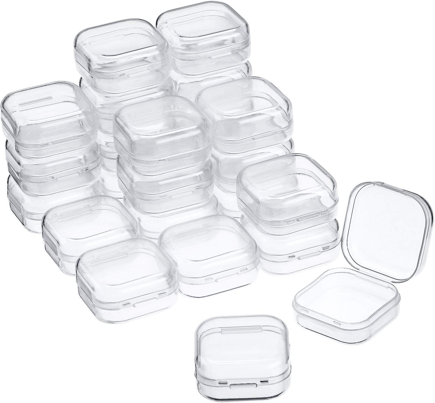 Small Craft Containers With Lids 30-Jar Bead Organizer - Clear Plastic ...