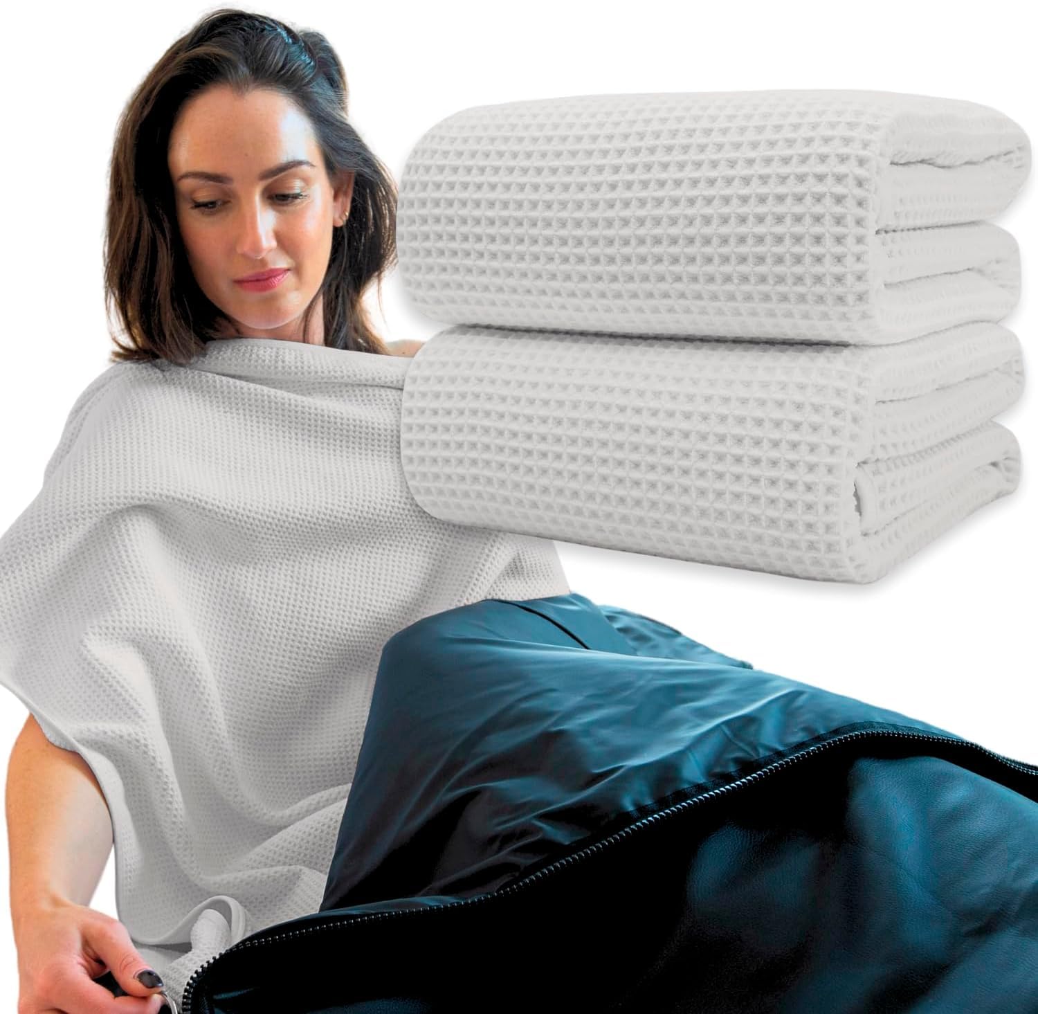 REVIIV Sauna Blanket Towel Insert - 2 Pack Light Grey 100% Cotton ...