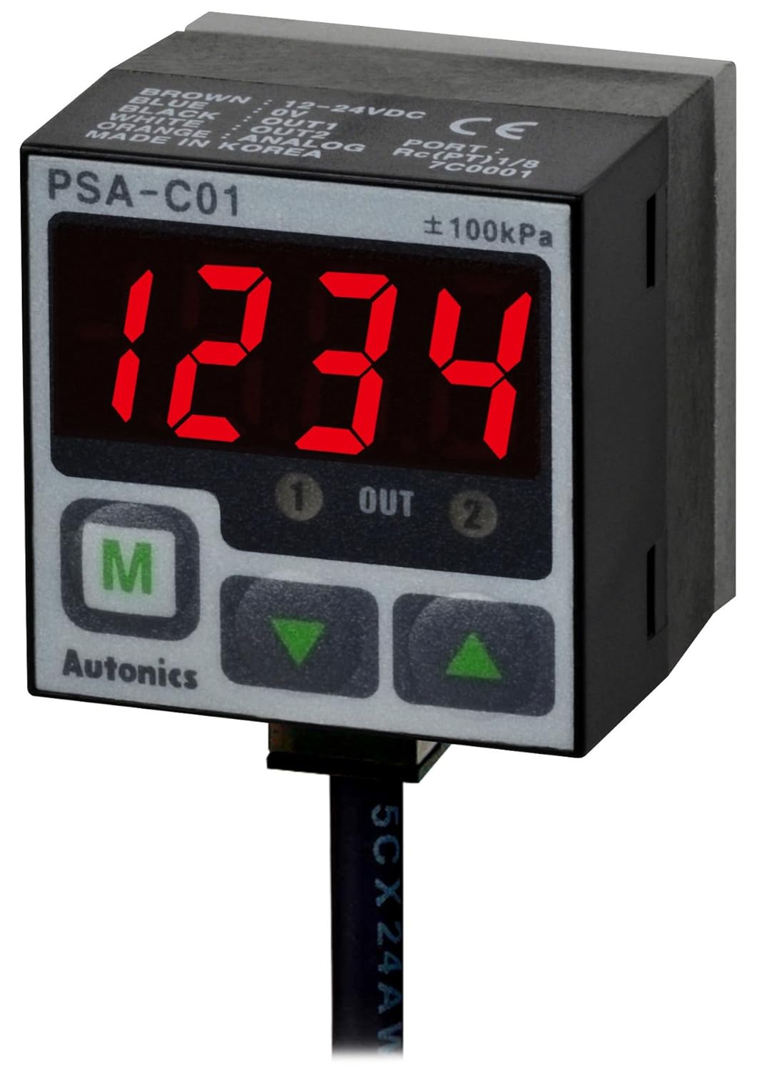 AUTONICS PSA-01-NPT1/8 Sensor, Pressure, Standard Pressure, 3 1/2 Digit ...