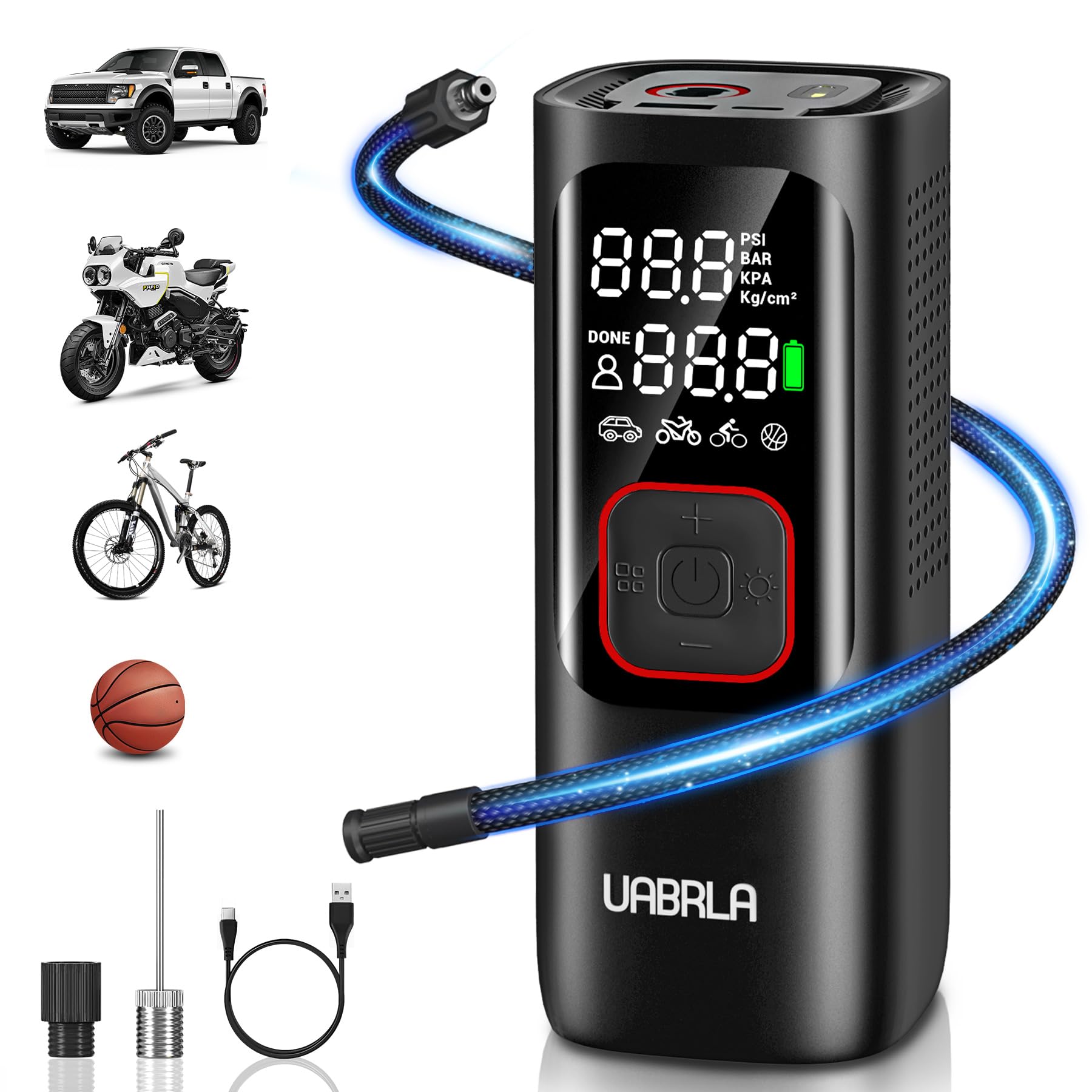 UABRLA Tire Inflator Portable Air Compressor, 25000mAh Electric ...