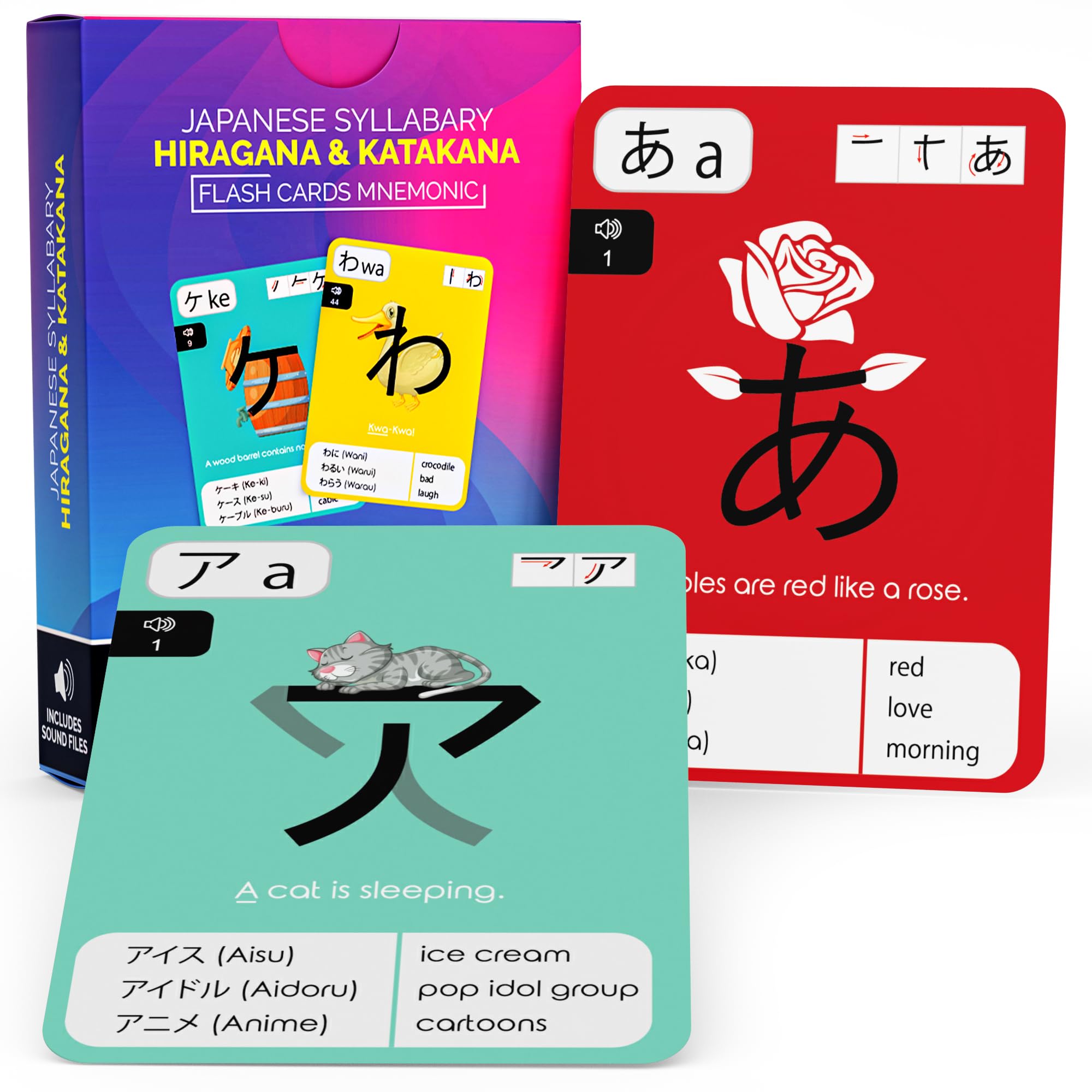 Mua Japanese Hiragana & Katakana Mnemonic Flash Cards – 46 Syllabary ...