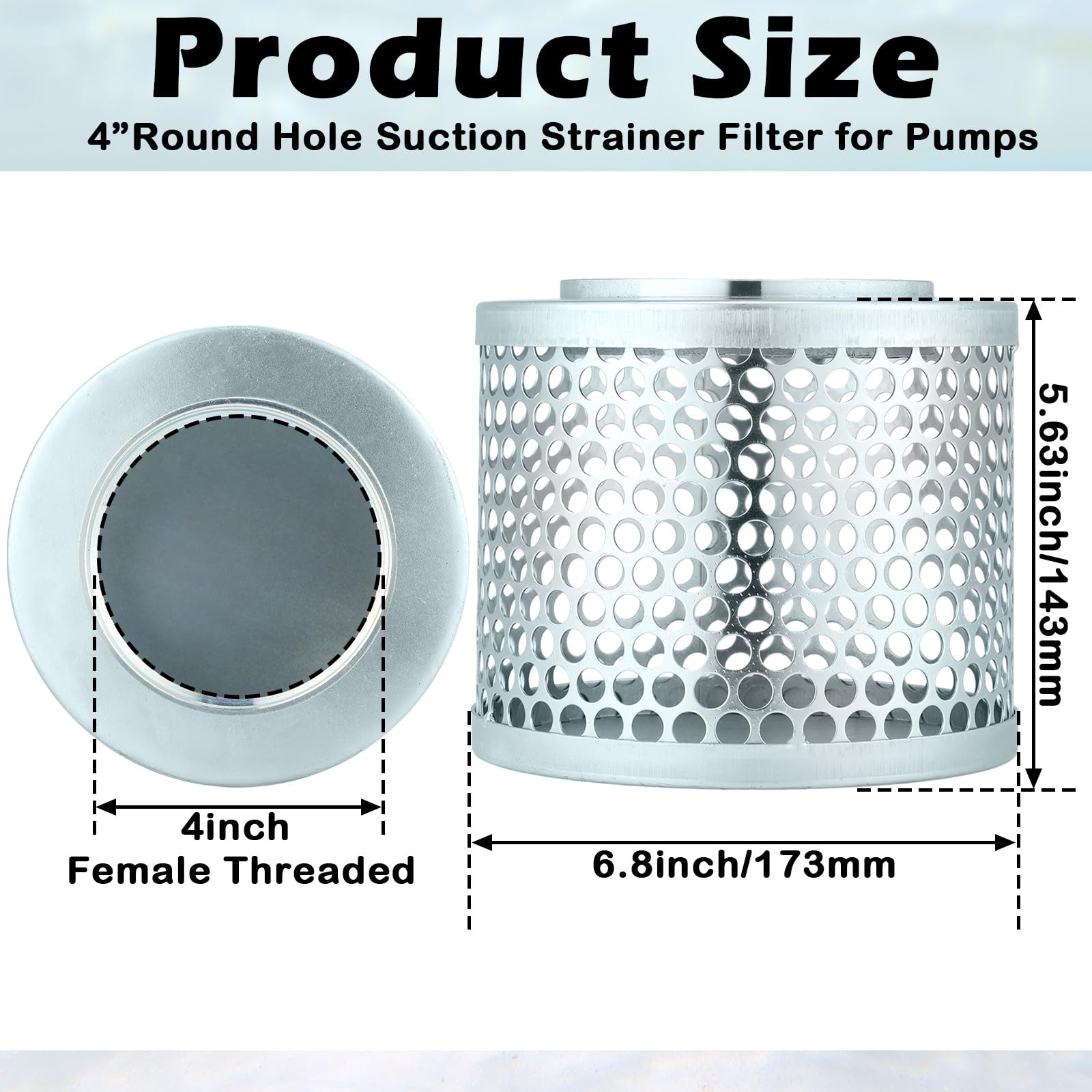 Garden Hose Filter 2 Inch Round Hole Suction Strainer Filter - Carbon ...