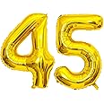 Amazon.com: Giant Gold Number 45 Balloons, 45 Inch Jumbo Number 45 ...