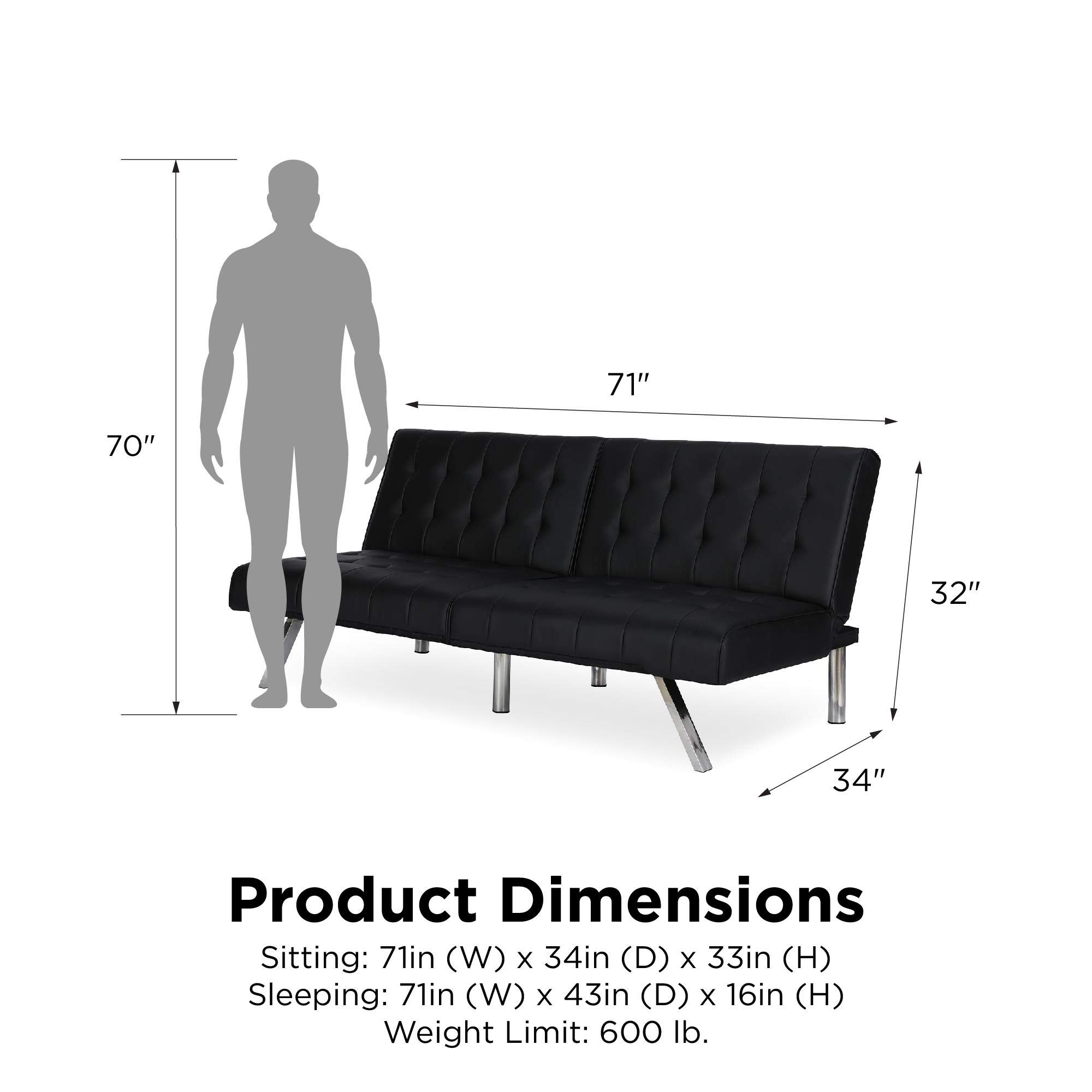 Mua DHP Emily 71 Inch Futon Sofa Bed, Armless Upholstered Couch Sleeper ...