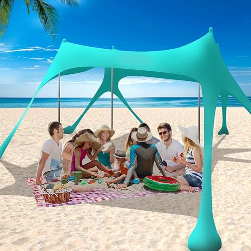 GERSIK Family Beach Tent, Reinforced Beach Canopy, UPF50 Sun Beach Shade, Portable Pop Up Sun ...