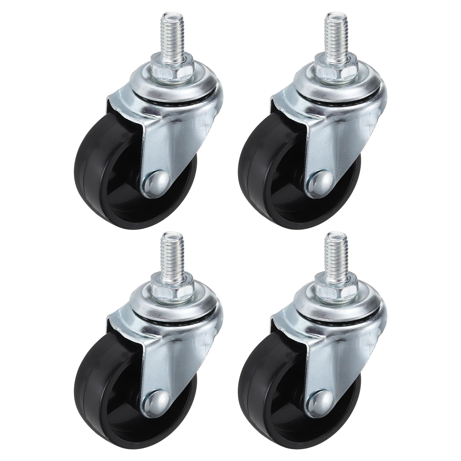 PATIKIL 1.5 Inch Stem Casters Wheels, 4 Pack Wire Shelf Caster Threaded Swivel Stem Wheels Wire ...