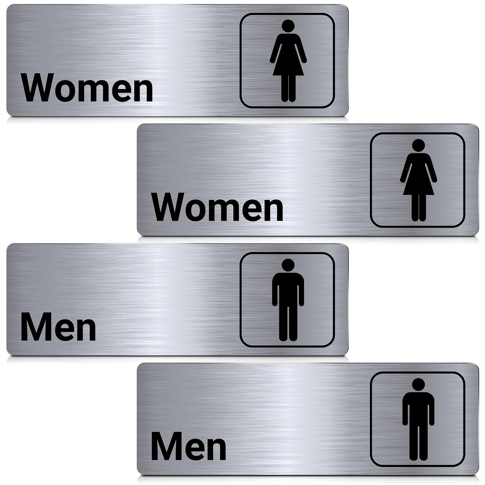 Brushed Aluminum Restroom Signs, Men and Women Modern Restroom Sign, 9 ...