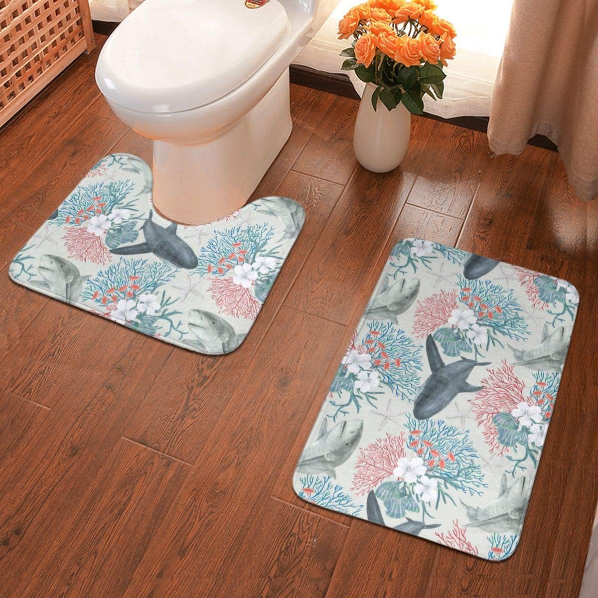 Badteppich-Set, bunt, hawaiianische Früchte, weich, Flanell, rutschfest ...