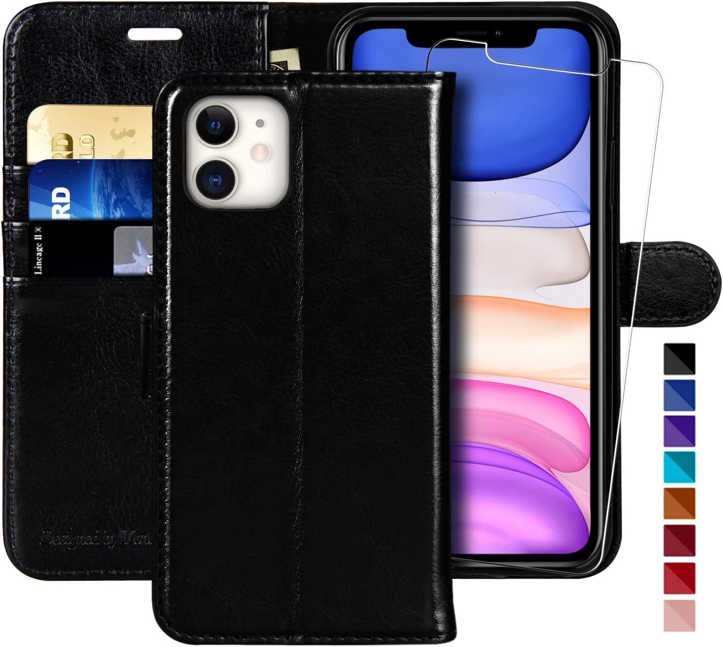 MONASAY iPhone 12 mini Wallet Case,5.4-inch, [Glass Screen Protector ...