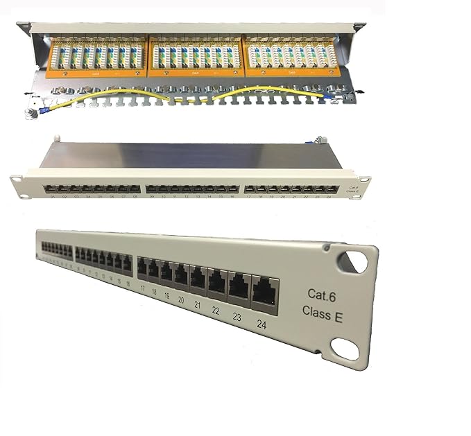 Patchfeld Patchpanel Cat6 24 port 24-fach Metall LSA: Amazon.de ...