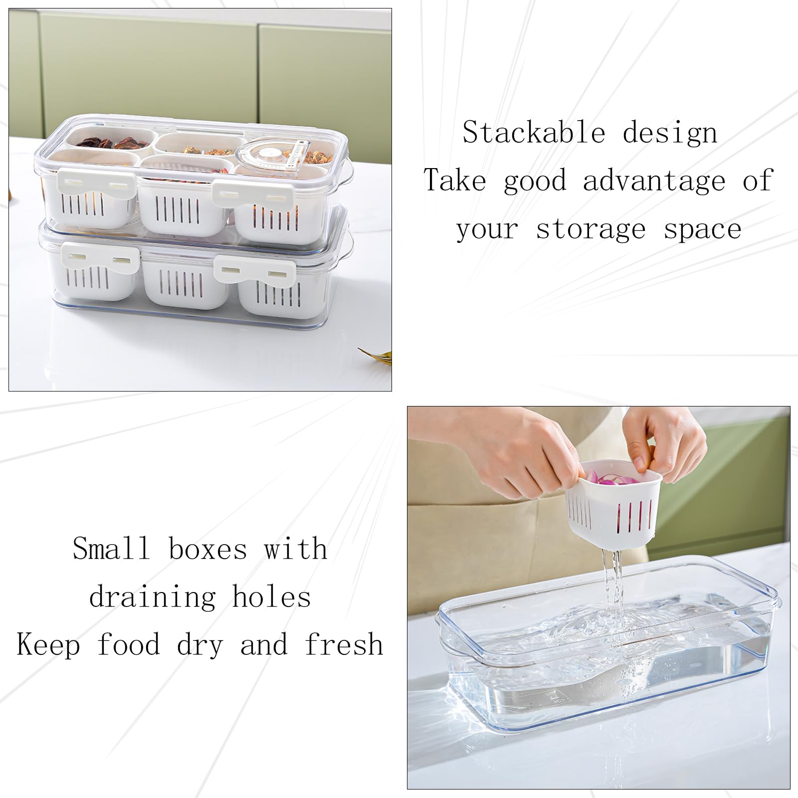 Mua MineSign Divided Food Serving Tray with Lids Stackable Snackle Box ...