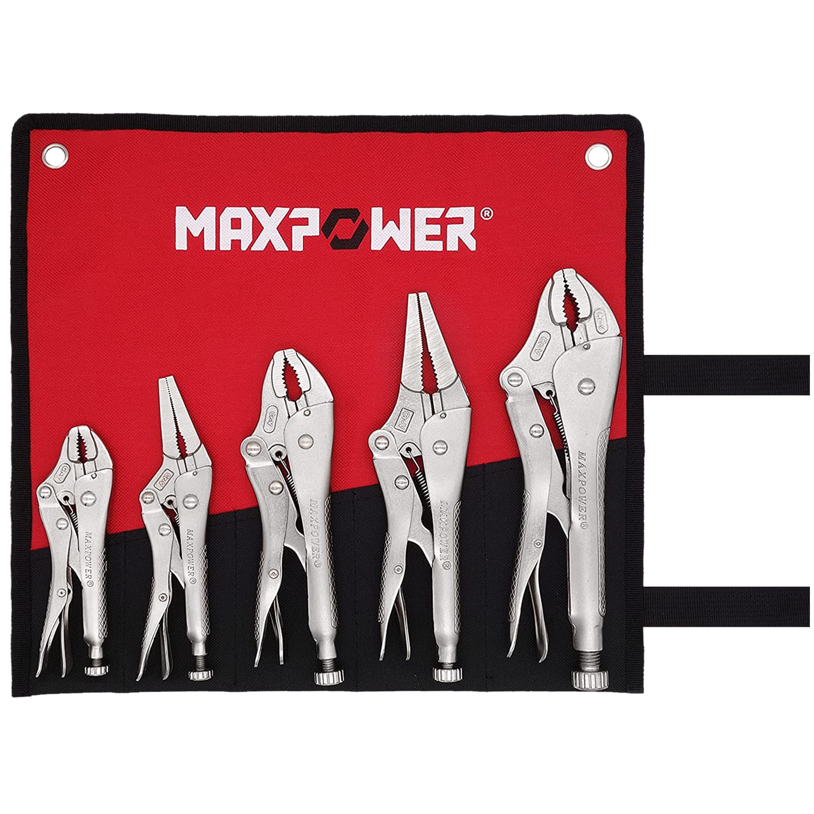 MAXPOWER 5-Piece Locking Pliers Set, Long Nose Pliers 9 Inch and 6 Inch ...