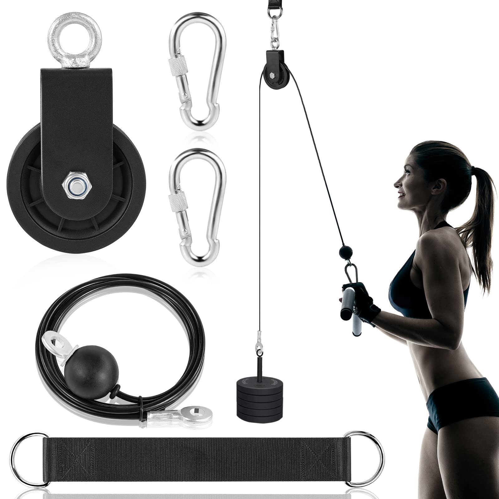 Mua 3.54 in Cable Pulley 360 Rotation Traction Wheel with Carabiner and ...