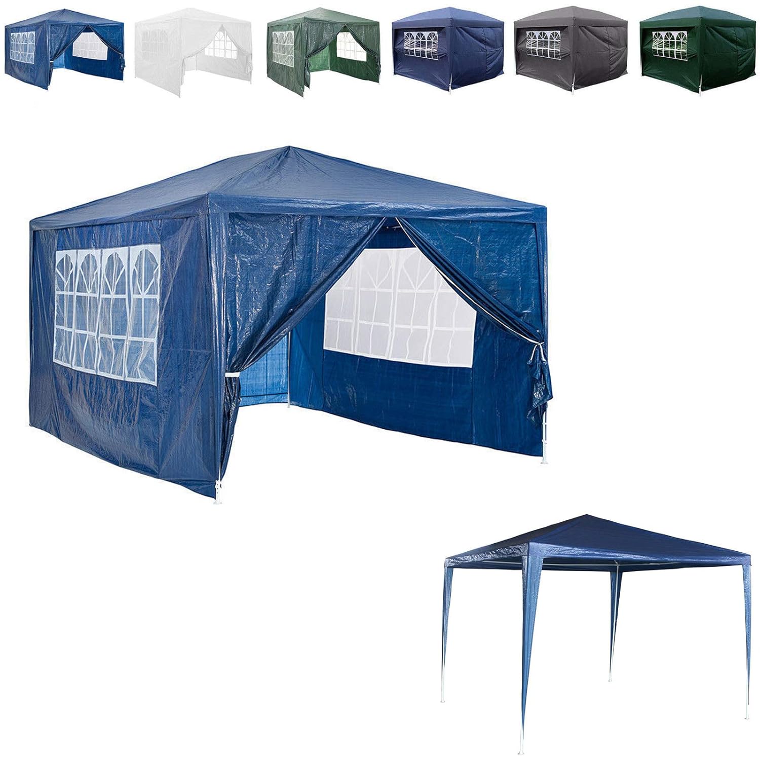 AutoBaBa 3mx3m Garden Gazebo Marquee Tent for All Seasons, with 4 Side ...