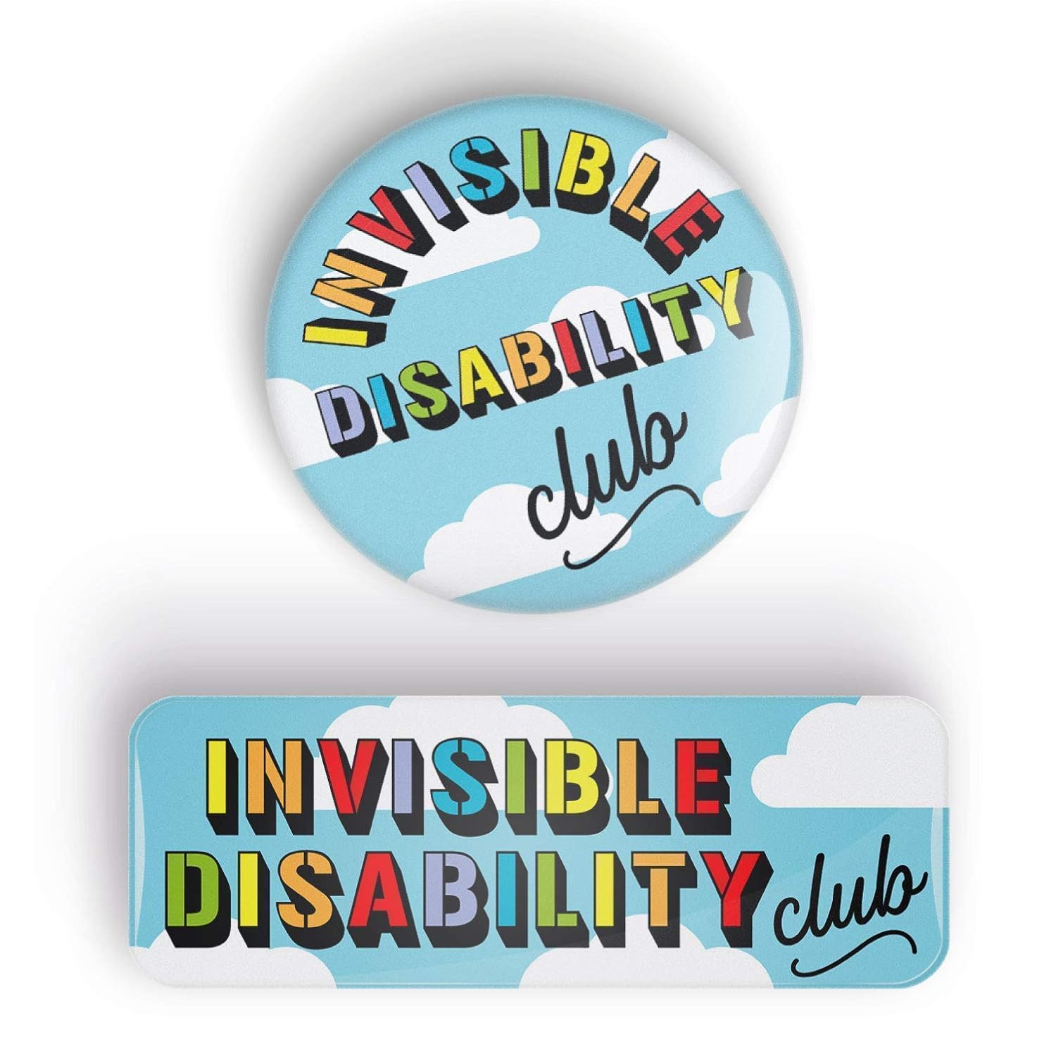 INVISIBLE DISABILITY CLUB rainbow pin badge button - pinback or magnet ...