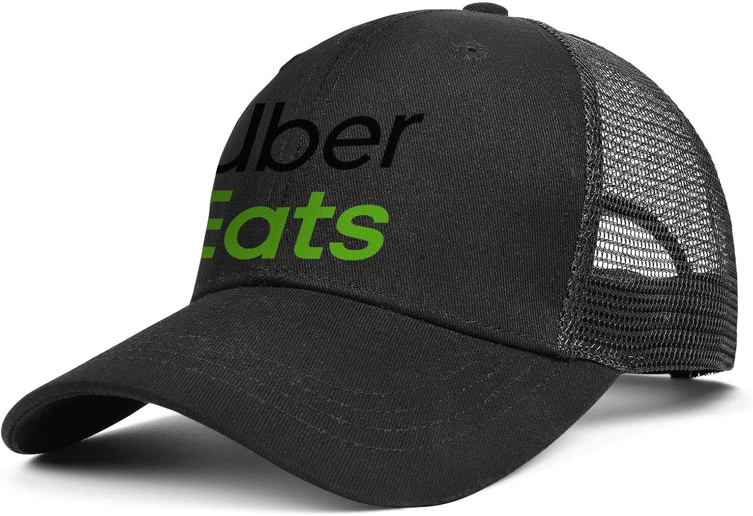 Men/Womens Black Uber-Eats- Flat-Along Adjustable Peak Cap Best ...