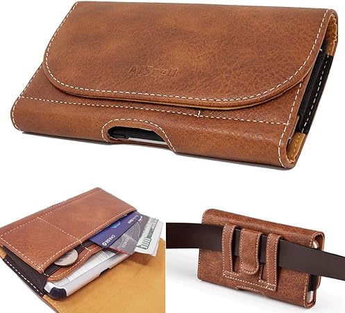 AISCELL Wallet Belt Clip Case Brown Leather Pouch: Amazon.co.uk ...