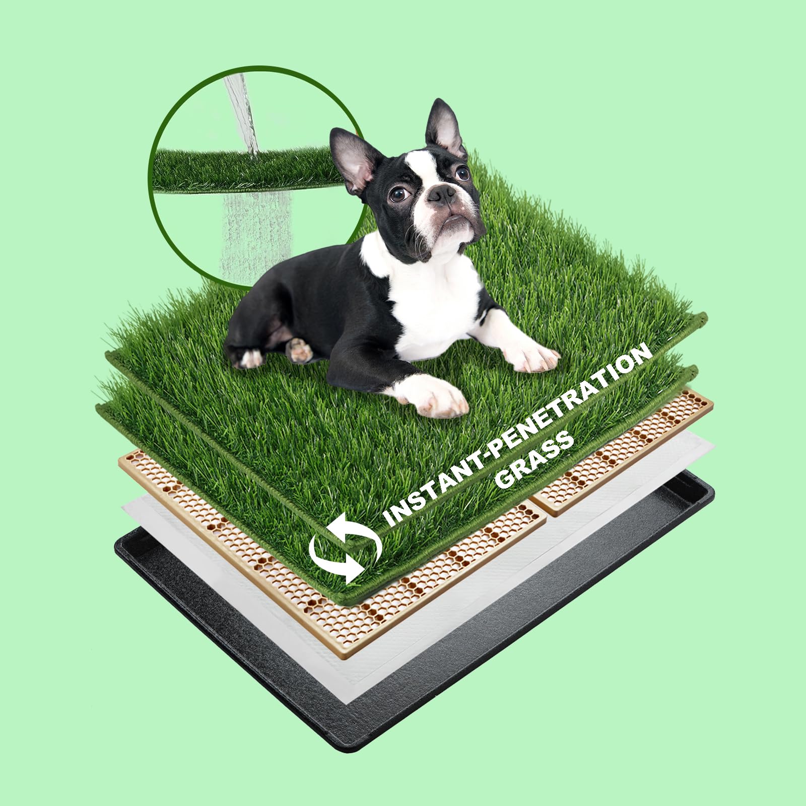 MEEXPAWS Dog Grass Pad with Tray Large, Artificial Grass Pad for Dog ...