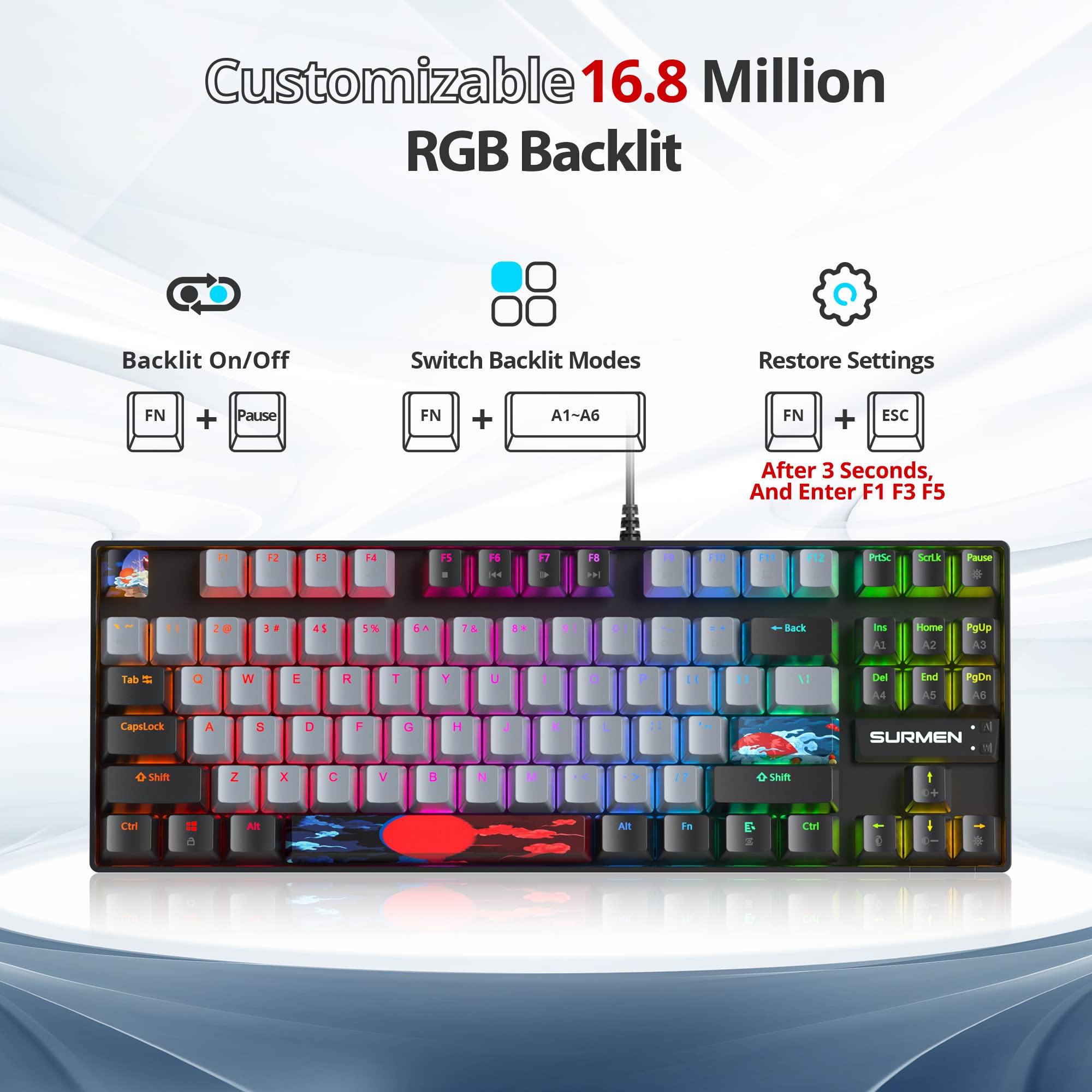 Mua Owpkeenthy 75% Mechanical Gaming Keyboard with Red Switch, RGB ...
