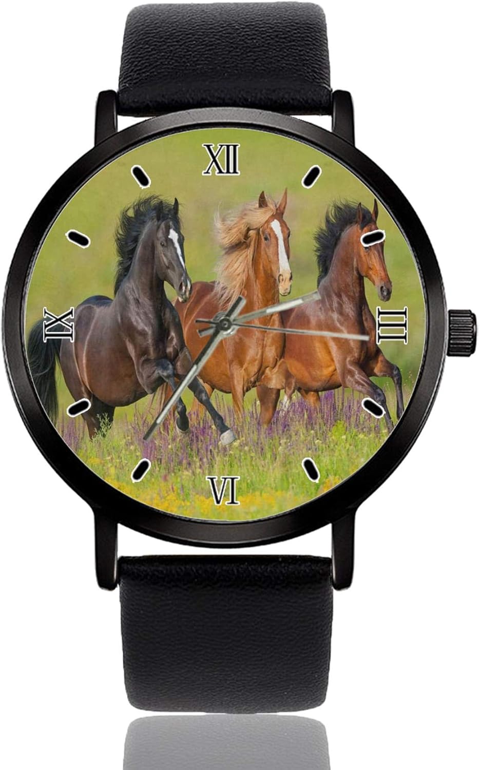 Running Horse Women's Custom Fashion Imitation Quartz Wristwatch Black ...