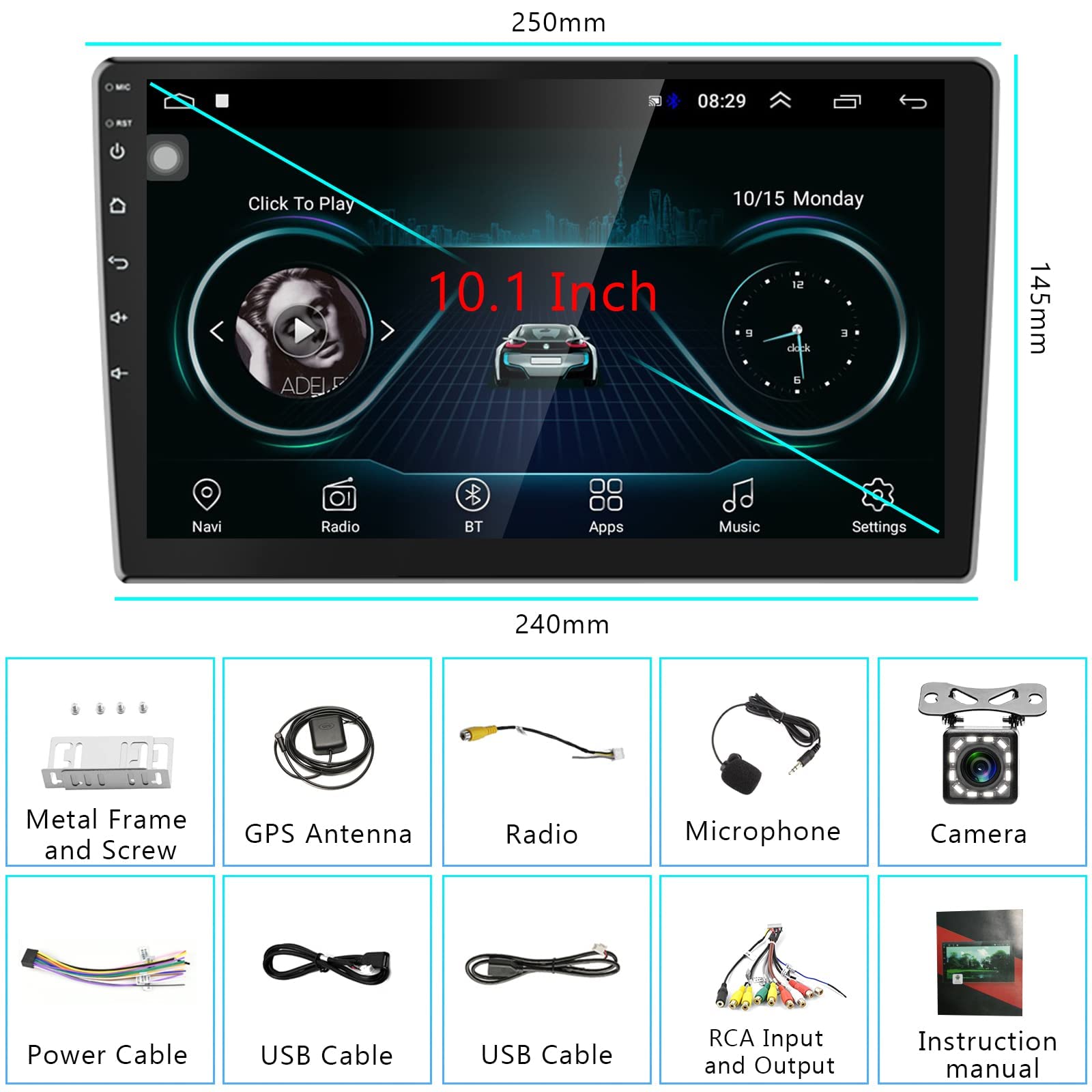 Mua Hodozzy 10.1 Android Car Stereo Double Din Touch Screen Car Radio ...