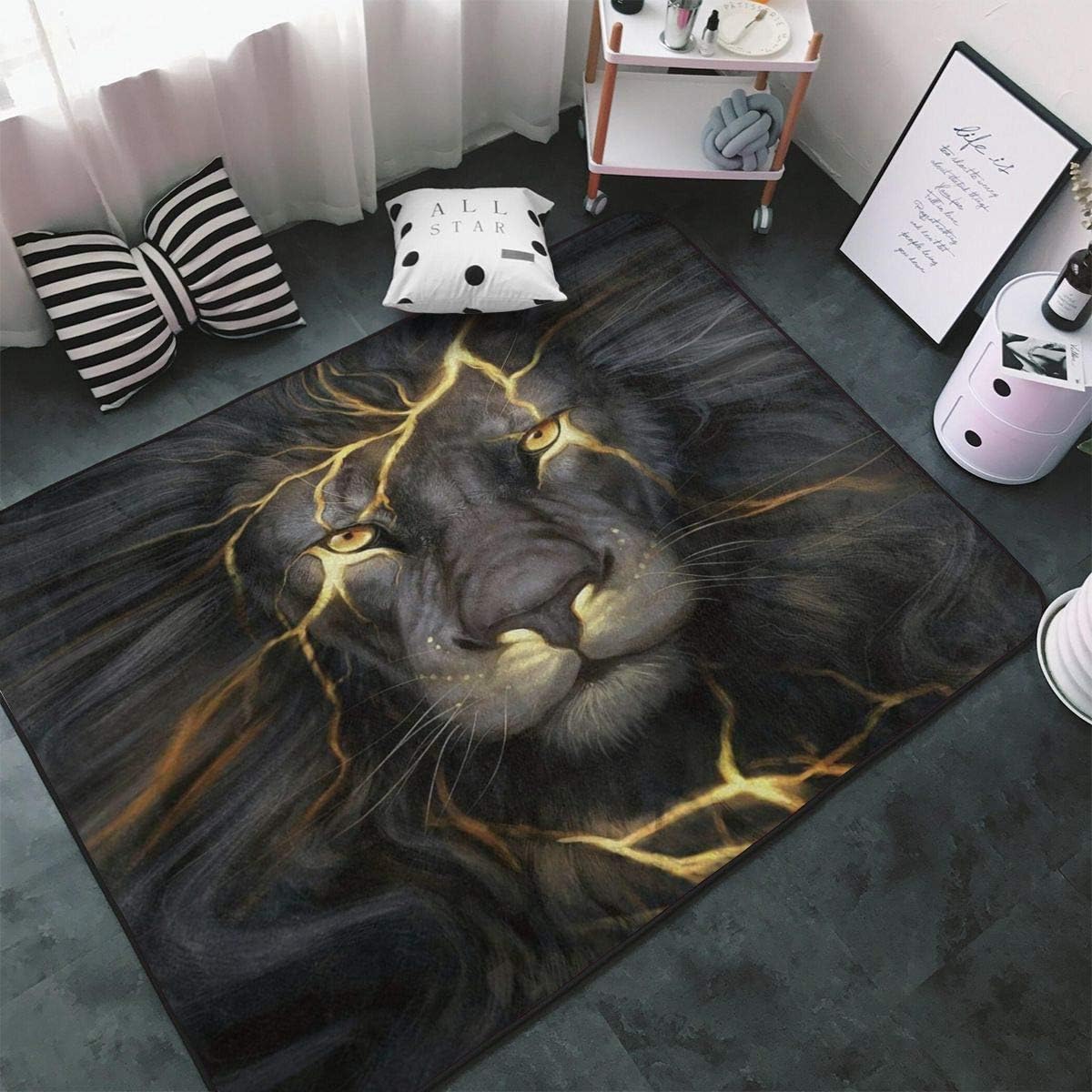 Amazon.com: Astede Cool 3D Lion Head Animal Pattern Area Rug Non Slip ...
