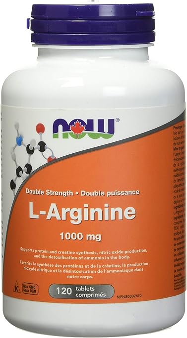 NOW L-Arginine Tablets, 1000mg, 120 Count: Amazon.ca: Health & Personal ...
