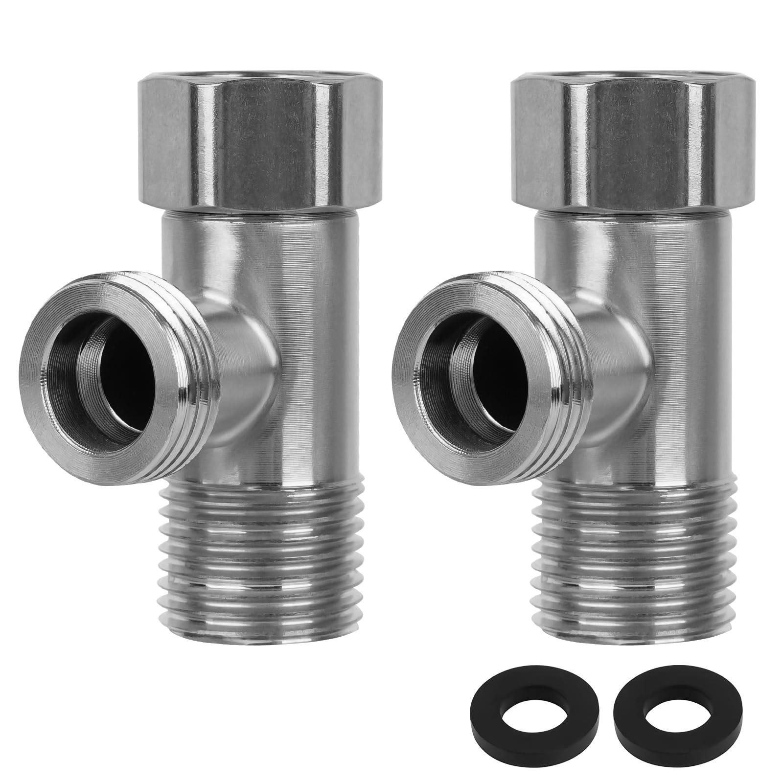 2Pack Solid Brass G1/2" 3 Way Diverter Valve - Hose Fitting Tee, 3 Way ...