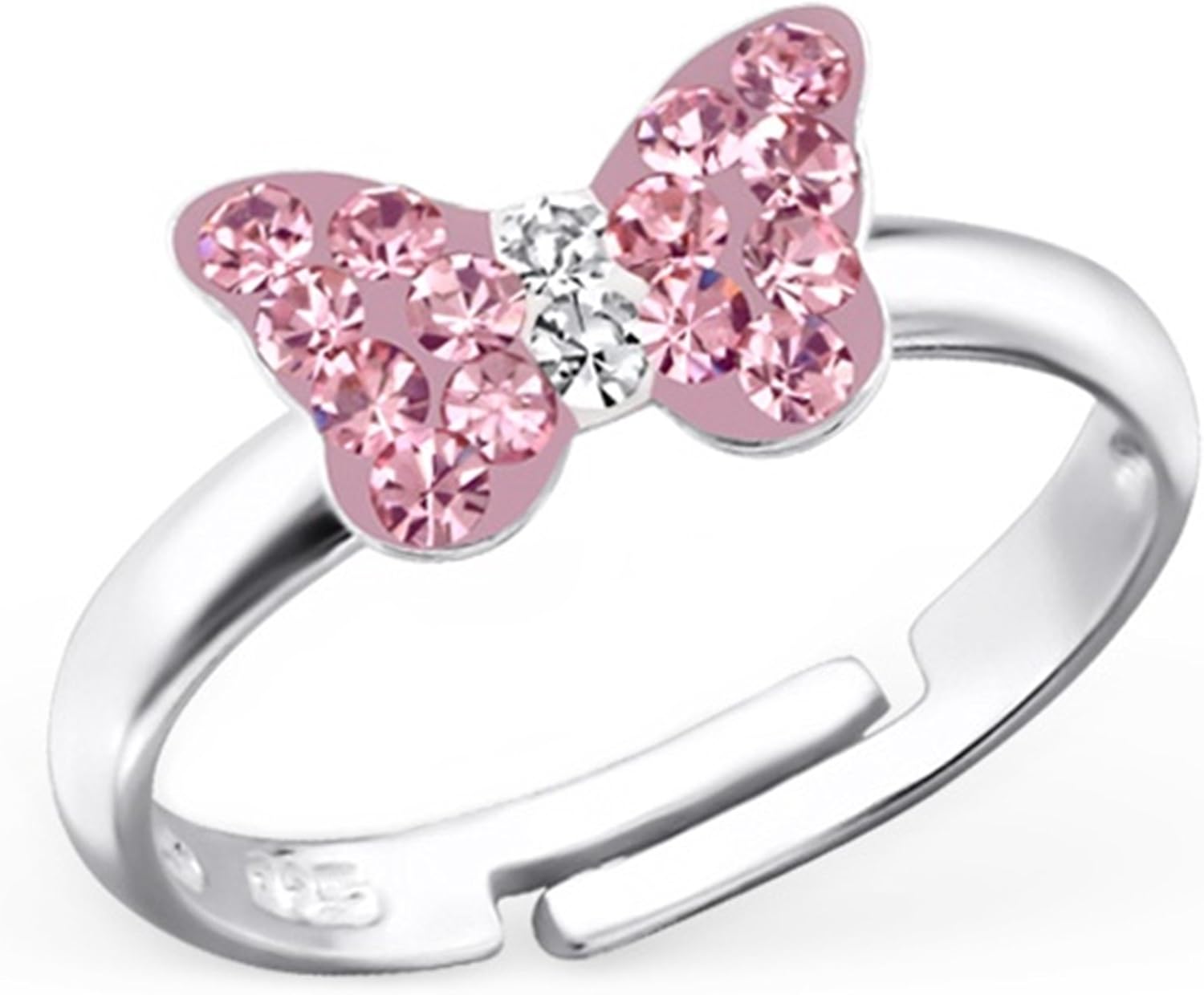 Kleine Rosa Kristall Schmetterling Ring 925 Echt Silber Mädchen Kinder ...