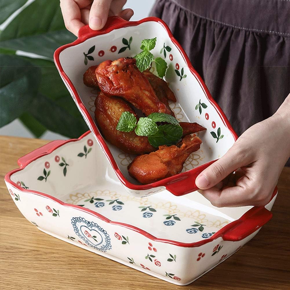 Home Stoneware Rectangular Baking Dishes with Handle for Oven Ceramic ...