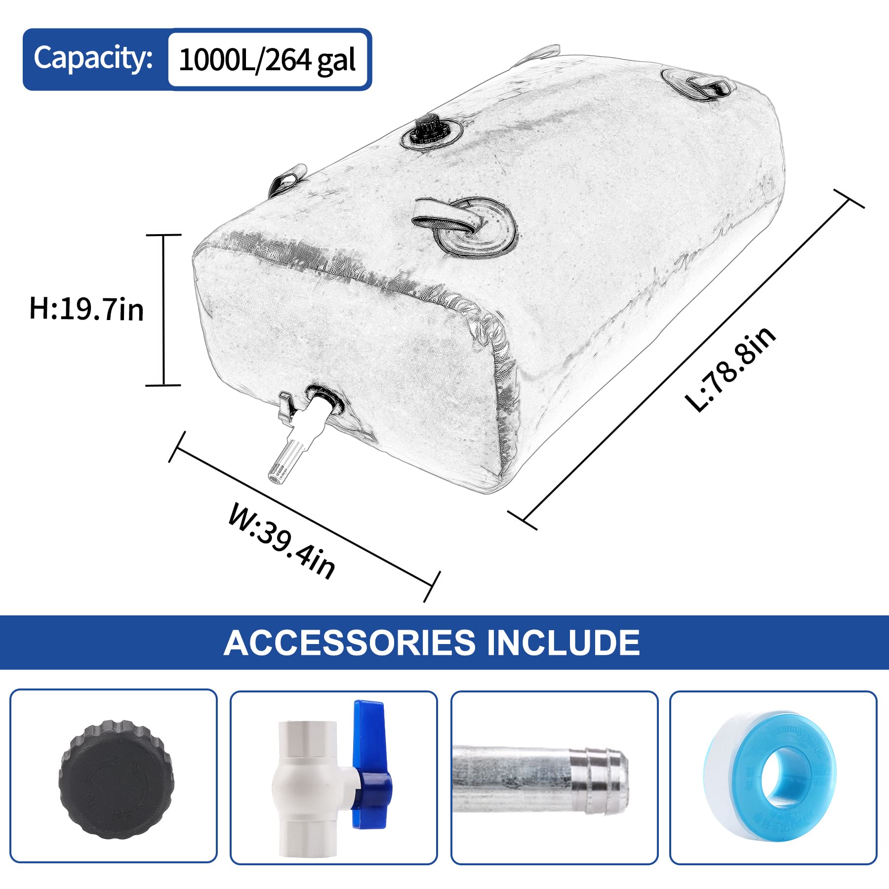 Mua 264Gal/1000L Portable Large Capacity Water Storage Bladder Containers, Foldable Water ...