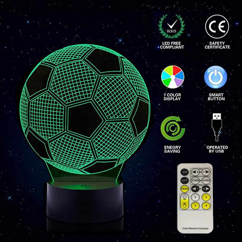 3D Football Night Light Visual Lamp Optical Illusion LED Night Lights ...