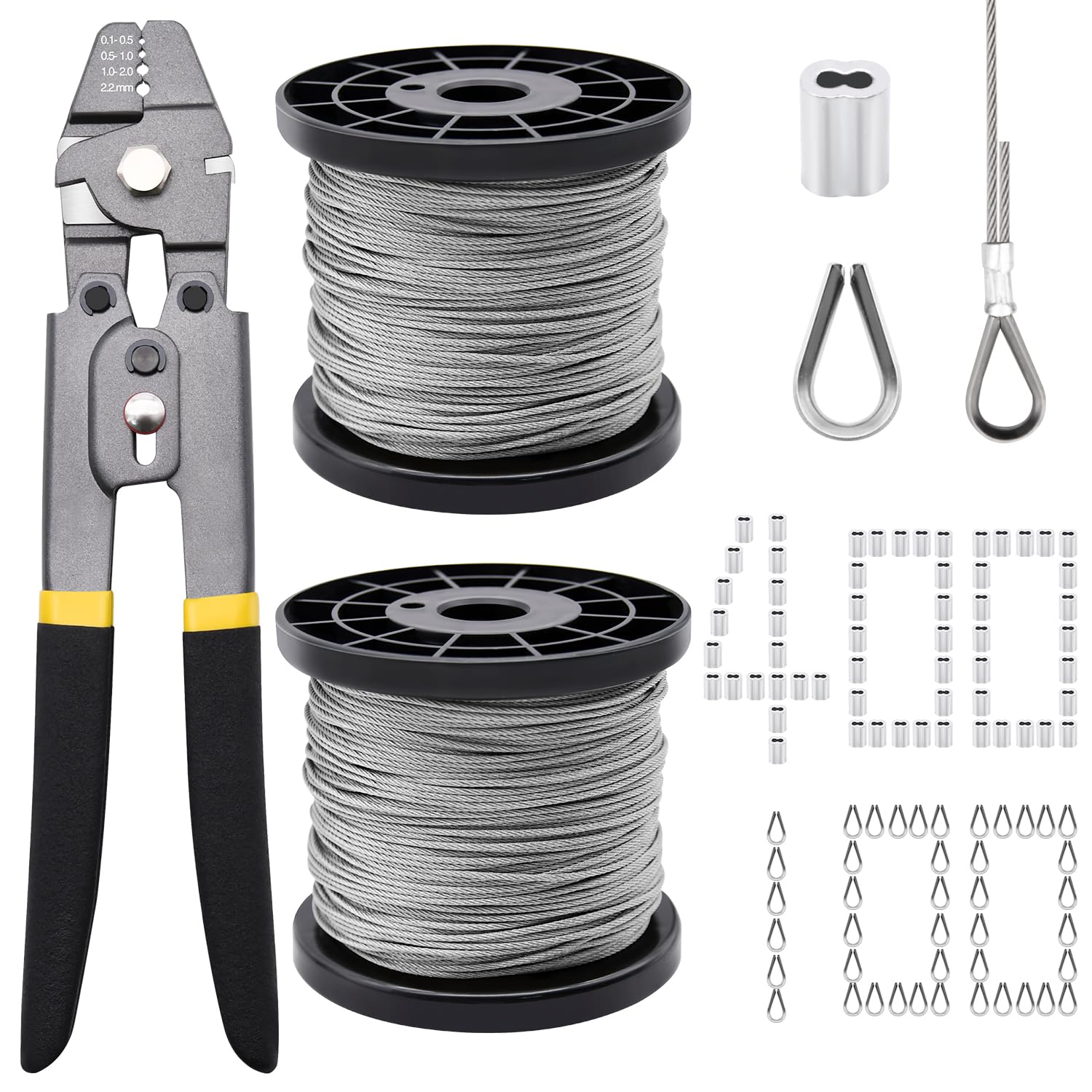 Mua 656ft Wire Rope Crimping Tool Kit, 1/16" Stainless Steel Wire Rope ...