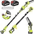Amazon.com: Supstable 2-IN-1 Cordless Pole Saw & Mini Chainsaw w/ Brushless Motor, 2*4.0Ah ...